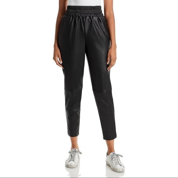 Aqua | Pants & Jumpsuits | Aqua Black Faux Leather Cropped Pants | Poshmark